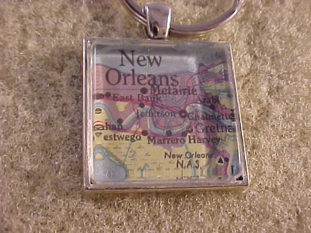 Atlas Map Key Chain / New Orleans Key Ring / Map Key Ring - Etsy