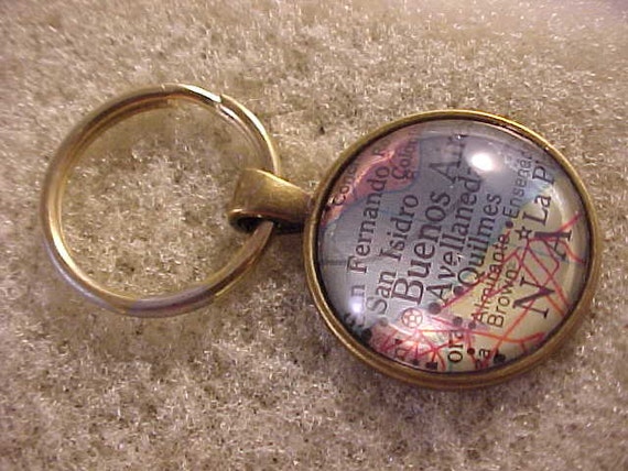 Atlas Map Key Chain Key Ring / Buenos Aires Key Chain / Map | Etsy