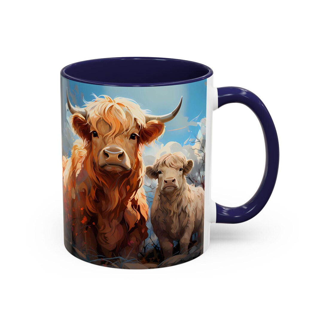 Highland Cow Ceramic Mug, Farmhouse Kitchen Decor - Etsy