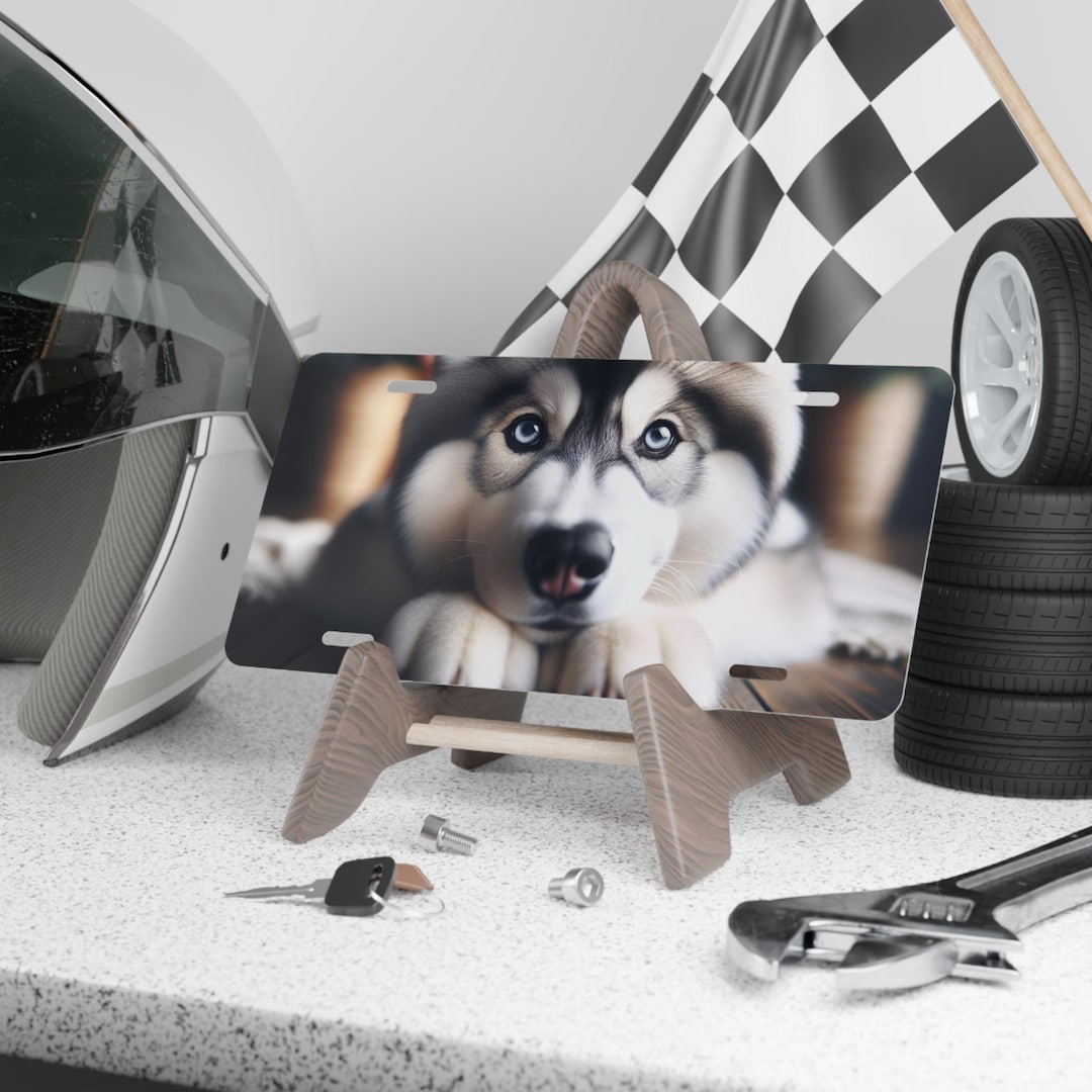 Husky Dog Vanity Plate, Husky Lover, Cute Dog Plate, Car Accessories ...