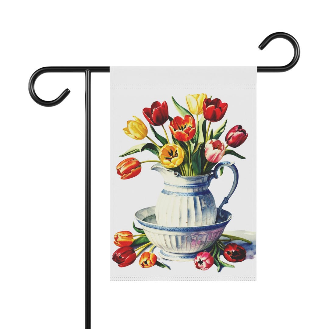 Tulip Garden Flag: Double-sided Spring Welcome Banner - Etsy
