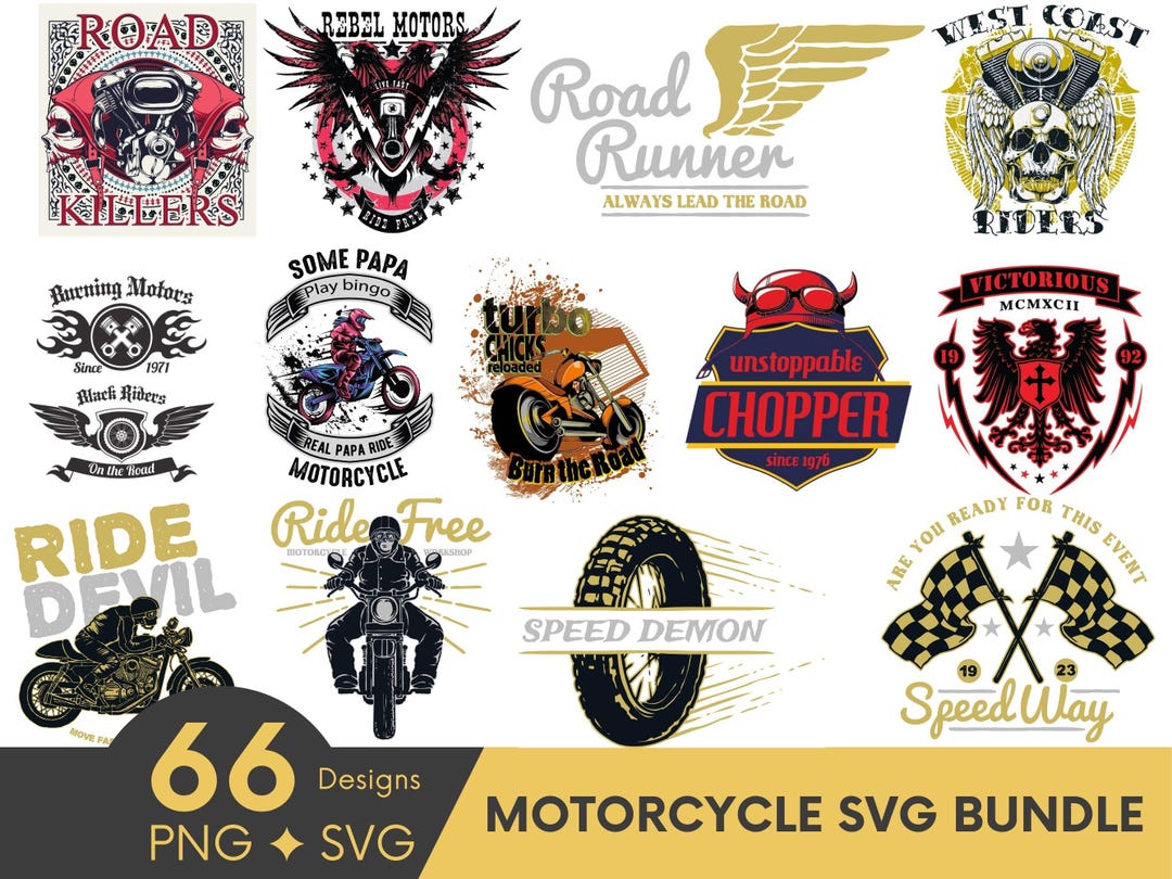 66 Motorcycle SVG Bundle for Cricut, T-shirts, Mugs, Stickers, Cards ...