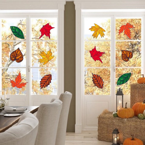 Fall Leaves Window Decals - Etsy