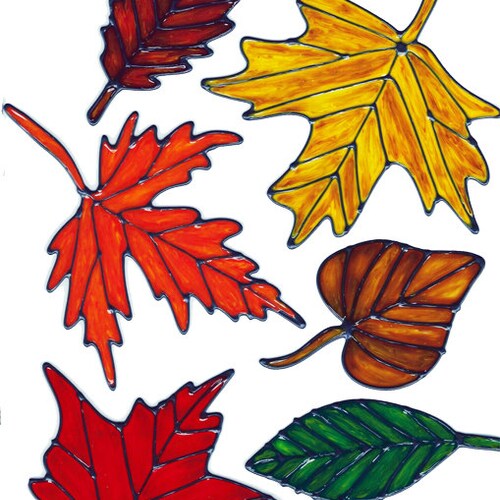 Fall Leaves Thanksgiving-stained Glass Window Clings 8 per Set - Etsy
