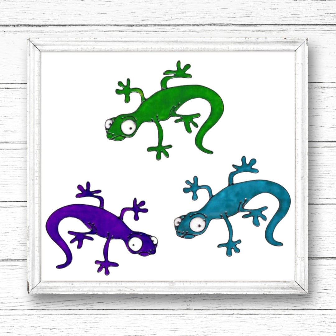 Gecko Window Cling Faux Stained Glass Window Decal Gecko Window Art - Etsy