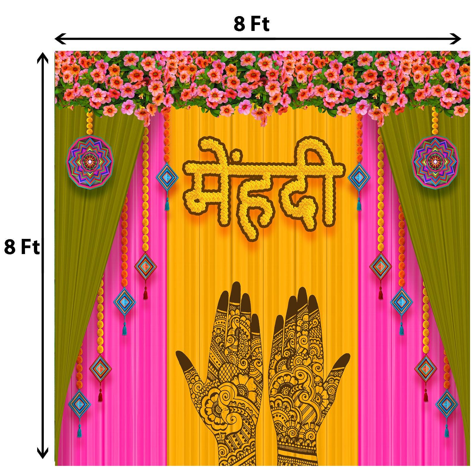 Mehendi Backdrop: 8x8 Ft Colorful Indian Wedding Decoration - Etsy