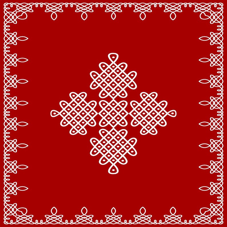 Red Kolam Rangoli Backdrop 8ft-8ft – Traditional Pooja & Wedding ...