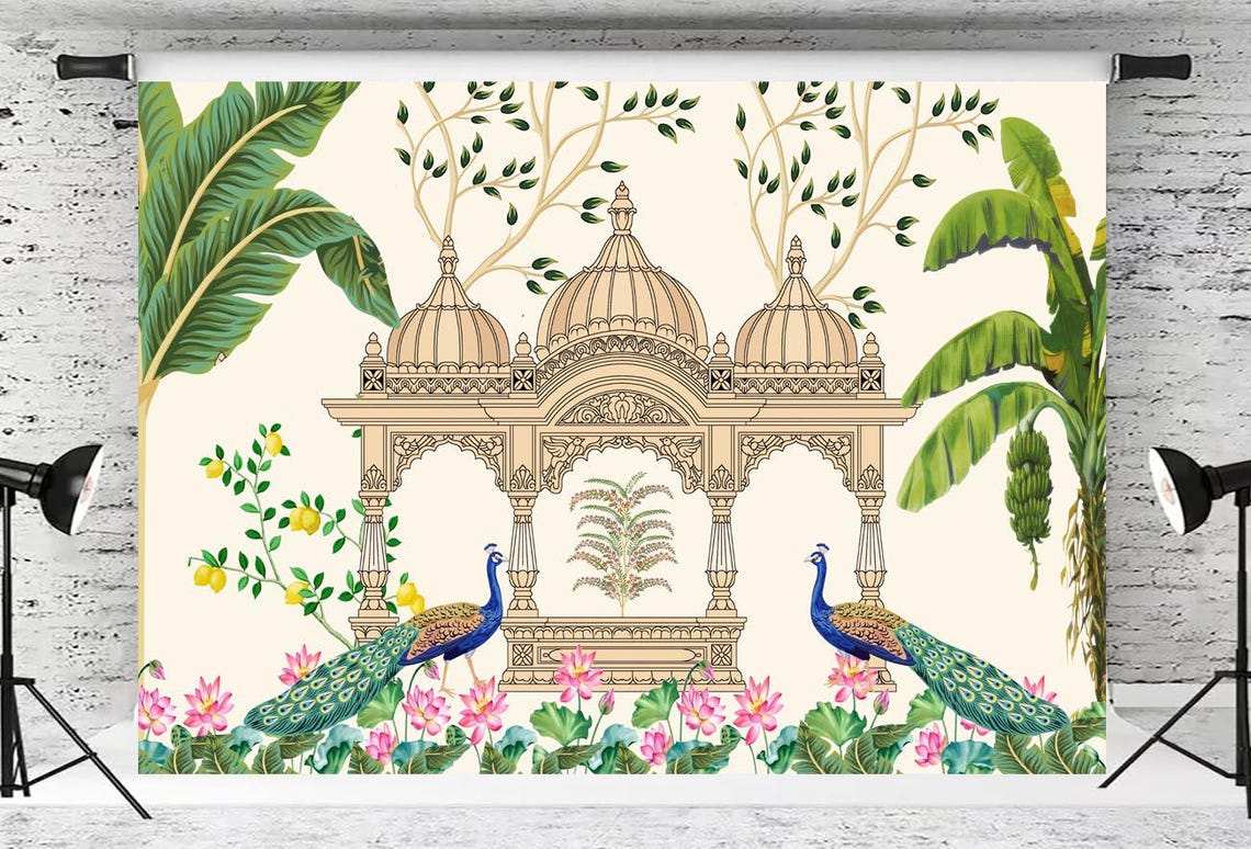 Peacock Gate Pichwai Backdrop: Indian Wedding & Festival Decor (10ft X ...