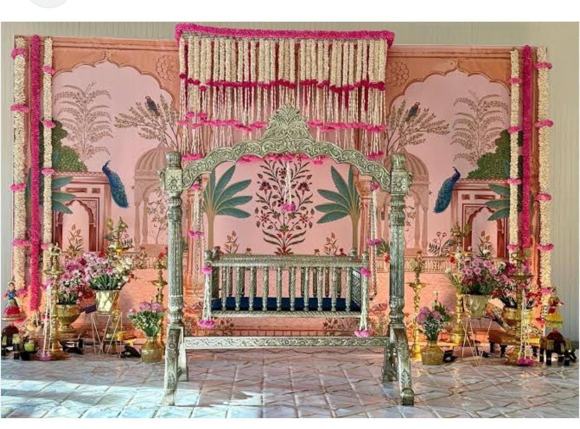 Pichwai Peacock Palace Backdrop: Indian Wedding Pooja Decor - 8x10 Ft ...