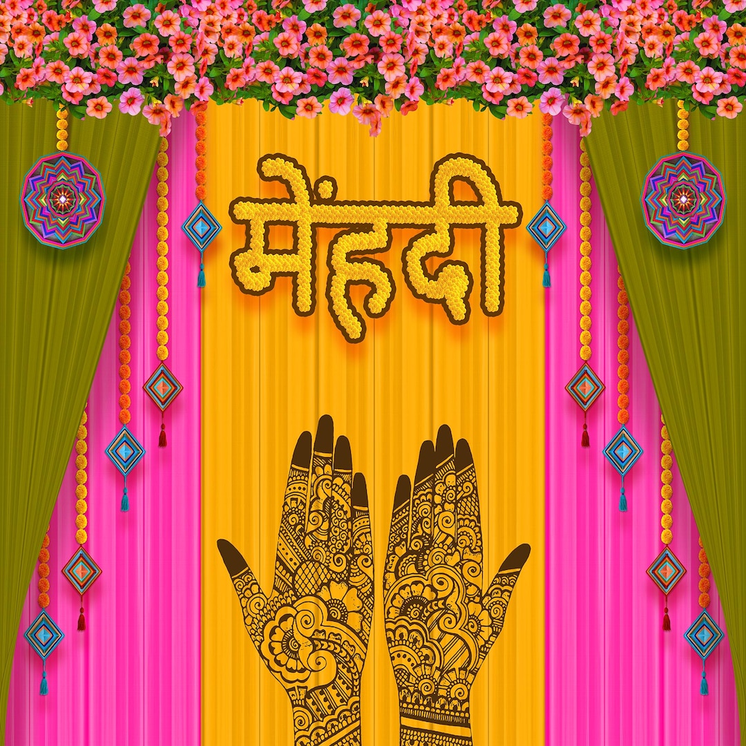 Mehendi Backdrop: 8x8 Ft Colorful Indian Wedding Decoration - Etsy