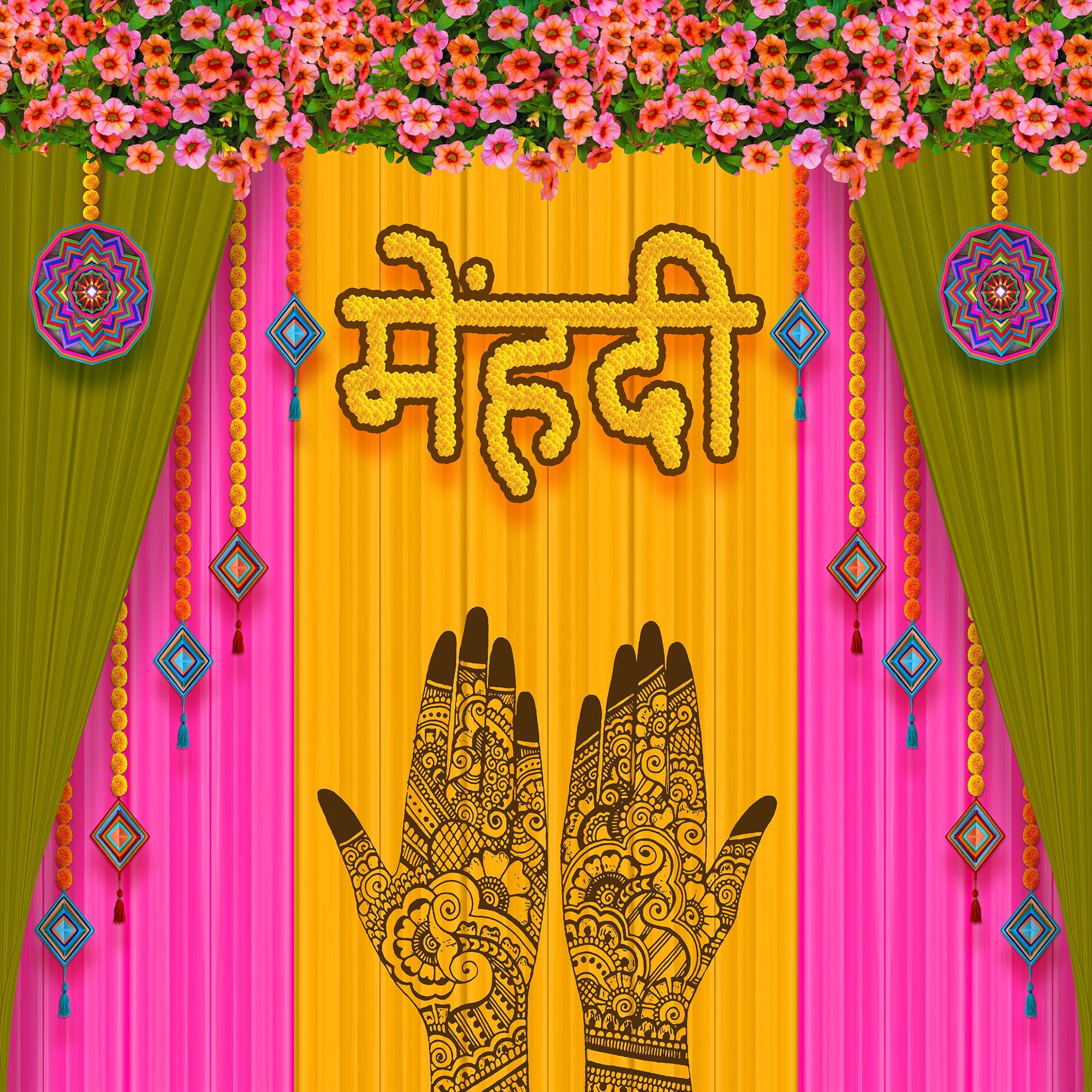 Mehendi Backdrop: 8x8 Ft Colorful Indian Wedding Decoration - Etsy