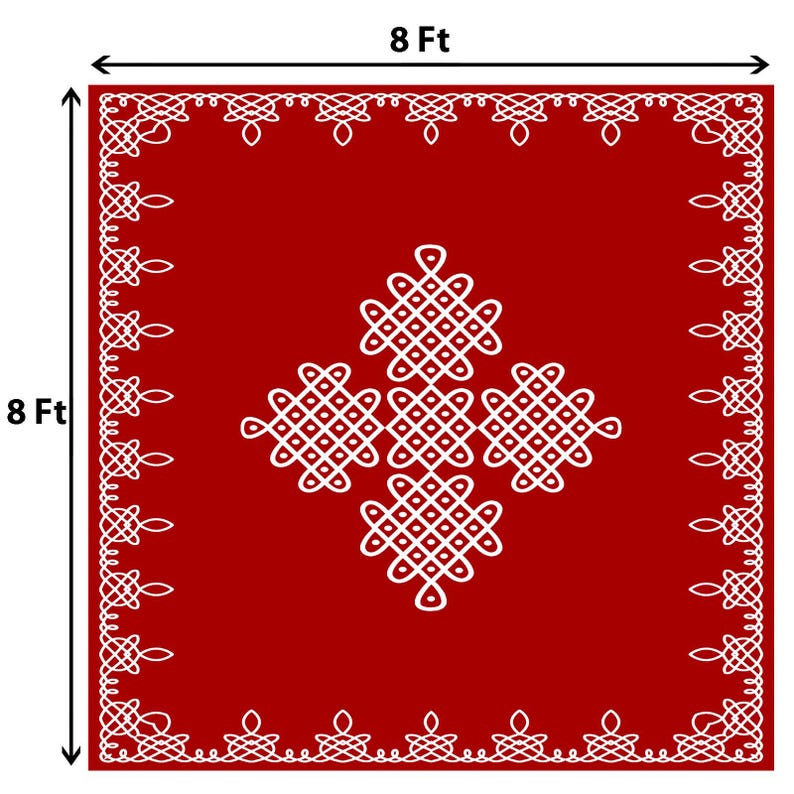 Red Kolam Rangoli Backdrop 8ft-8ft – Traditional Pooja & Wedding ...