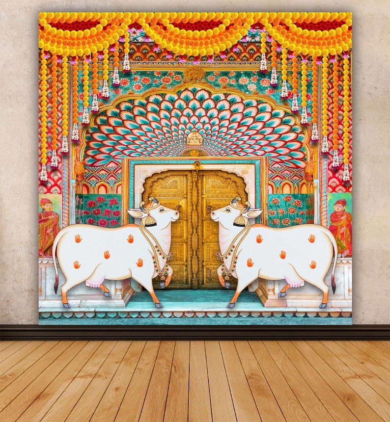 Festival Backdrops Colorful Palace Cow Backdrop 8x8 Ft | Traditional ...