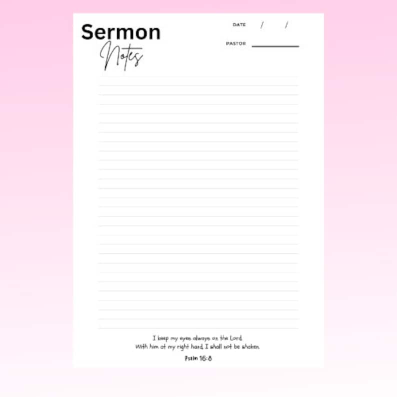 Printable Sermon Notes | Organized Church Notes | Bible Verse Included ...