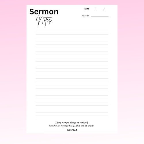 Printable Sermon Notes | Organized Church Notes | Bible Verse Included ...