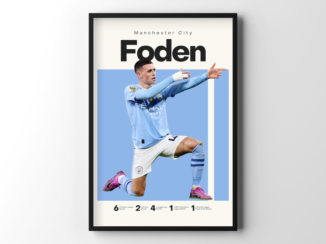 Phil Foden Poster, Manchester City Footballer Print, Football Soccer ...
