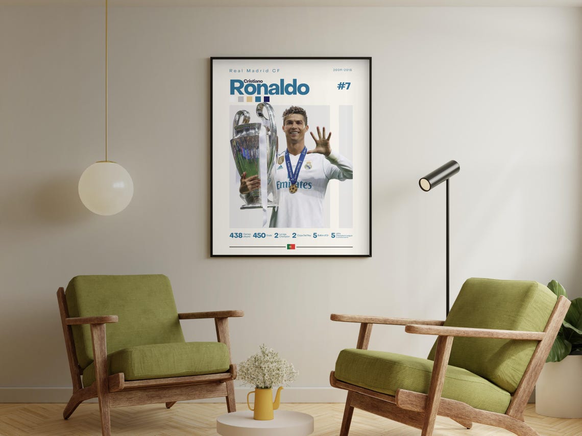 Cristiano Ronaldo Real Madrid Inspired Poster, Football Digital ...