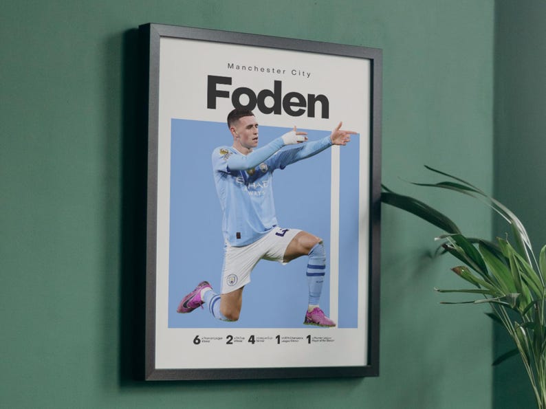 Phil Foden Poster, Manchester City Footballer Print, Football Soccer ...