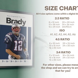 Tom Brady New England Patriots Inspired Poster, Football Digital ...