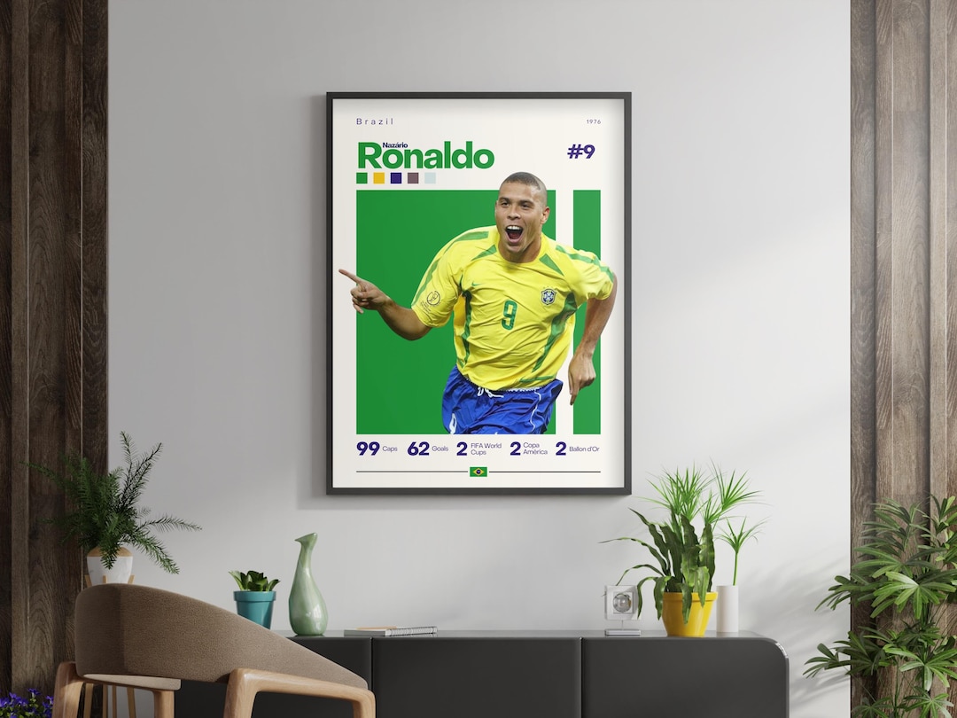 Ronaldo Nazario R9 Brazil Inspired Poster, Football Digital Download ...