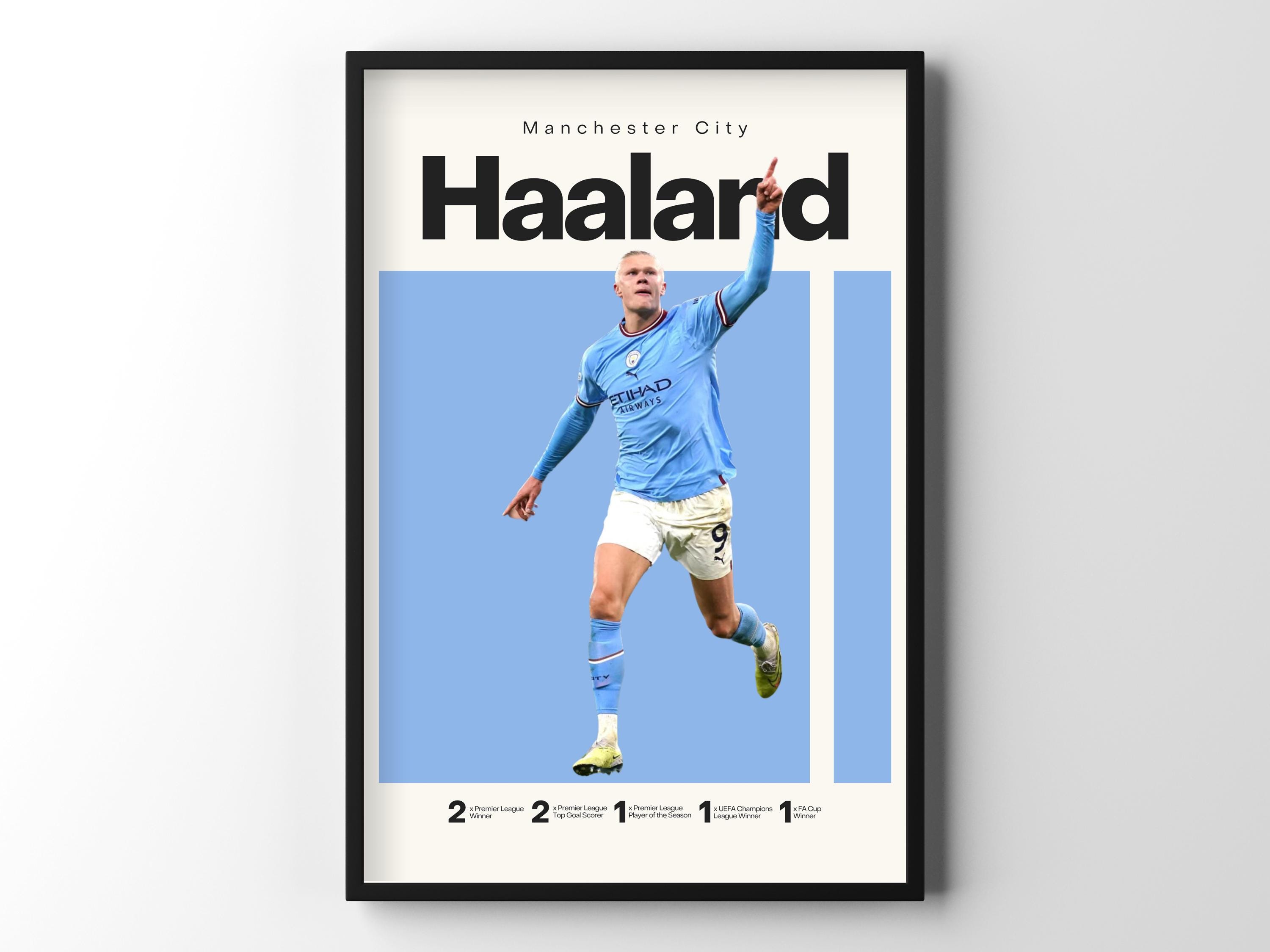 Erling Haaland Poster, Manchester City Footballer Print, Soccer Art ...