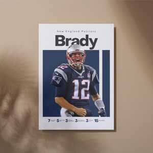 Tom Brady New England Patriots Inspired Poster, Football Digital ...