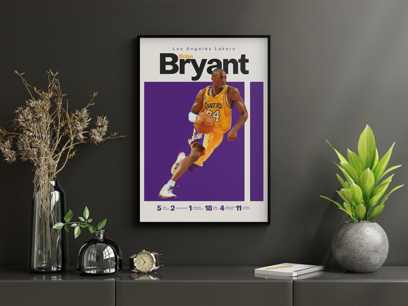 Kobe Bryant Poster, Los Angeles Lakers Print, Basketball Digital ...