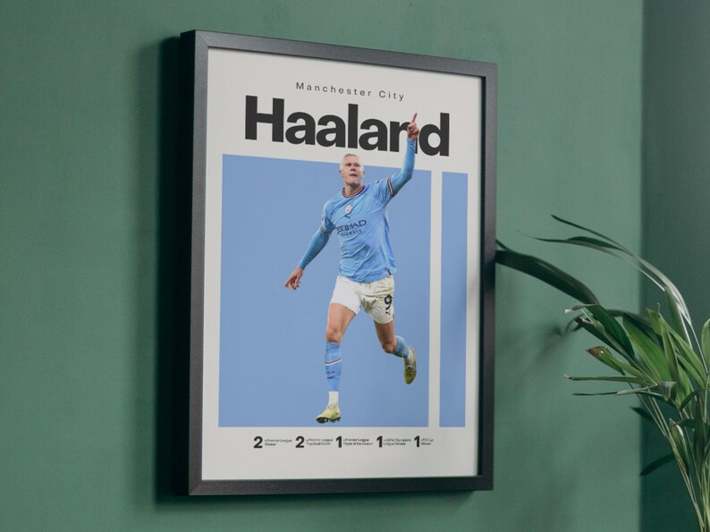 Erling Haaland Poster, Manchester City Footballer Print, Soccer Art ...