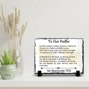 Pastors Appreciation Gift, Stone Plaque Frame With Heartfelt Prayer for ...