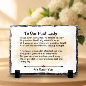 Pastor’s Wife Gift, First Lady Appreciation Stone Plaque With Heartfelt ...