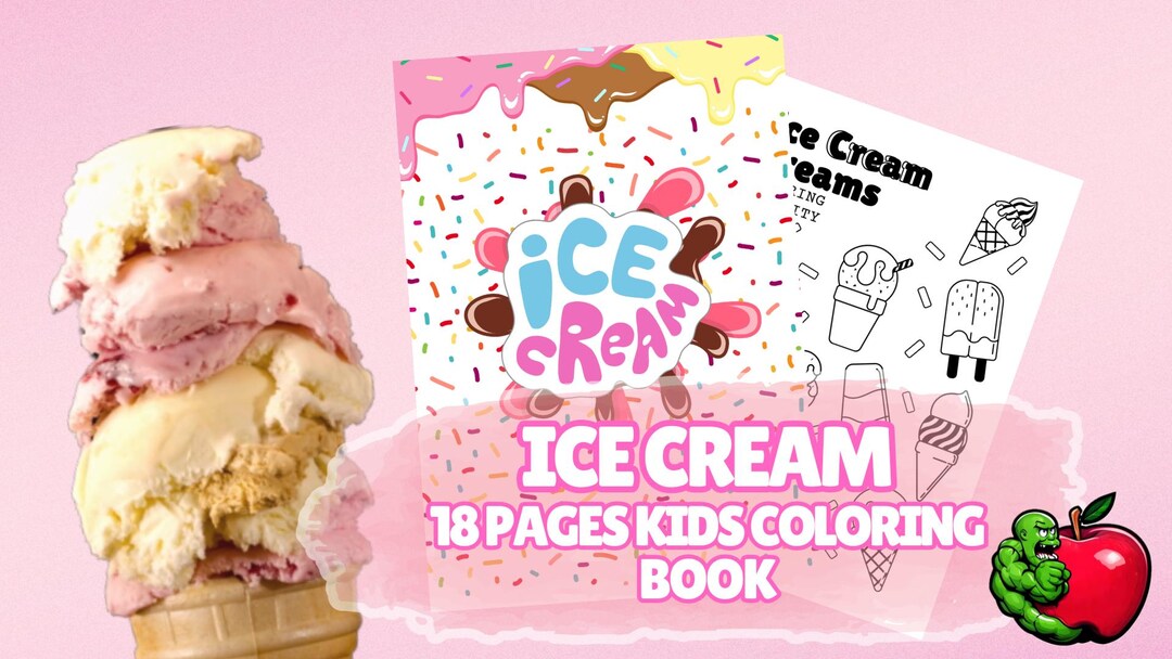 Ice Cream: Cute Ice Cream Kids Coloring Book by Addictive Apple - Etsy