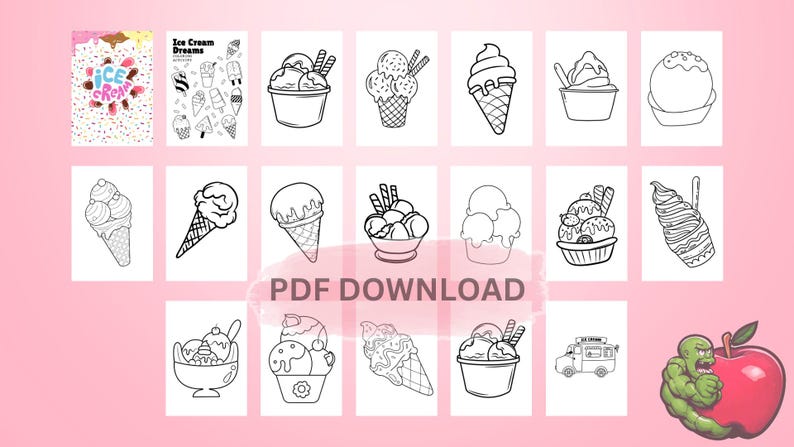 Ice Cream: Cute Ice Cream Kids Coloring Book by Addictive Apple - Etsy