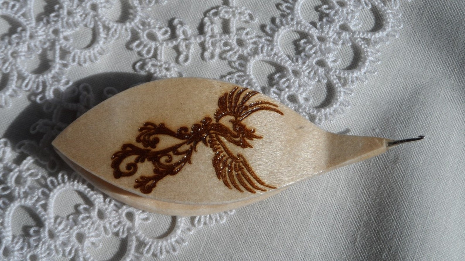 Handmade Wooden Tatting Shuttle With Engraved Phoenix With - Etsy