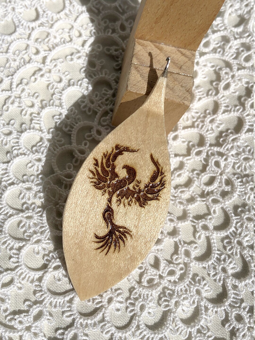 Handmade Wooden Tatting Shuttle With Engraved Phoenix With Hook - Etsy