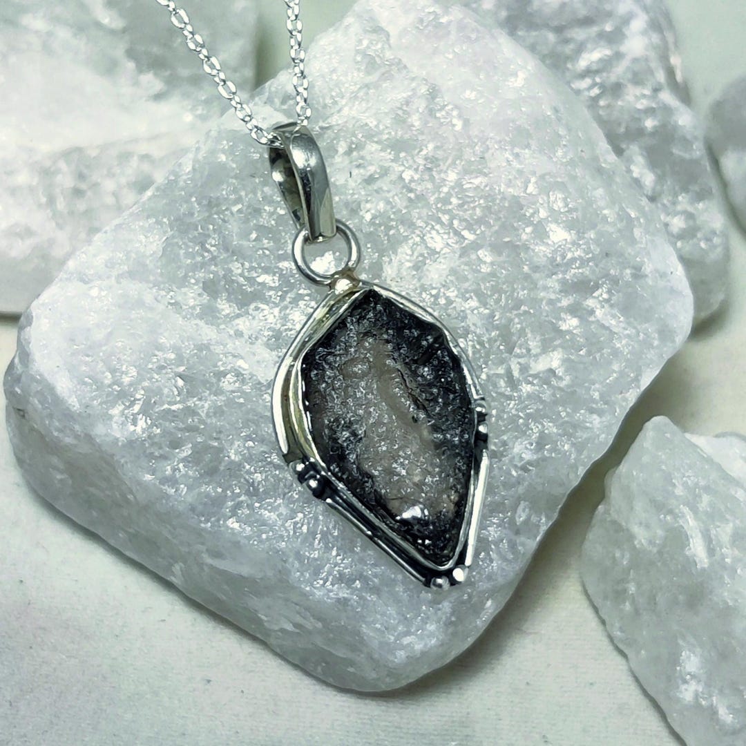 Rare Colombianite Tektite Pendant Necklace | 925 Sterling Silver | High ...