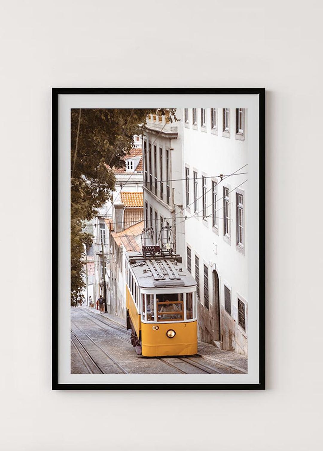 Photograph of a Yellow Tram in Lisbon. Modern Decor for a Living Room ...