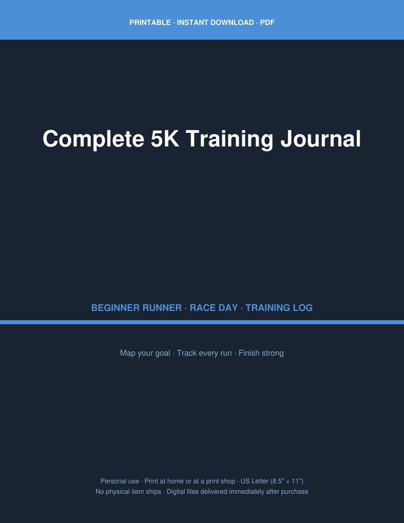 5K Training Journal Printable, Beginner Runner Log, Race Planner (PDF ...