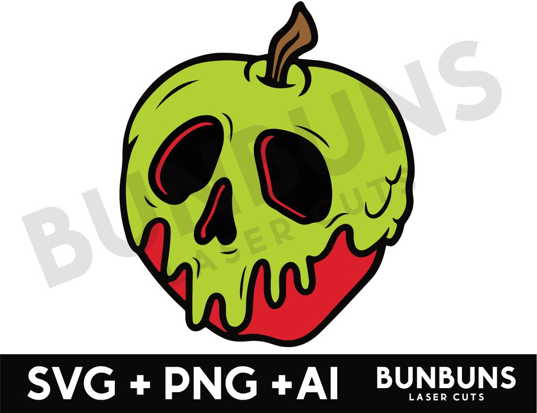 Poisoned Apple, Snow White SVG, Halloween Apple Silhouette File, Cameo ...
