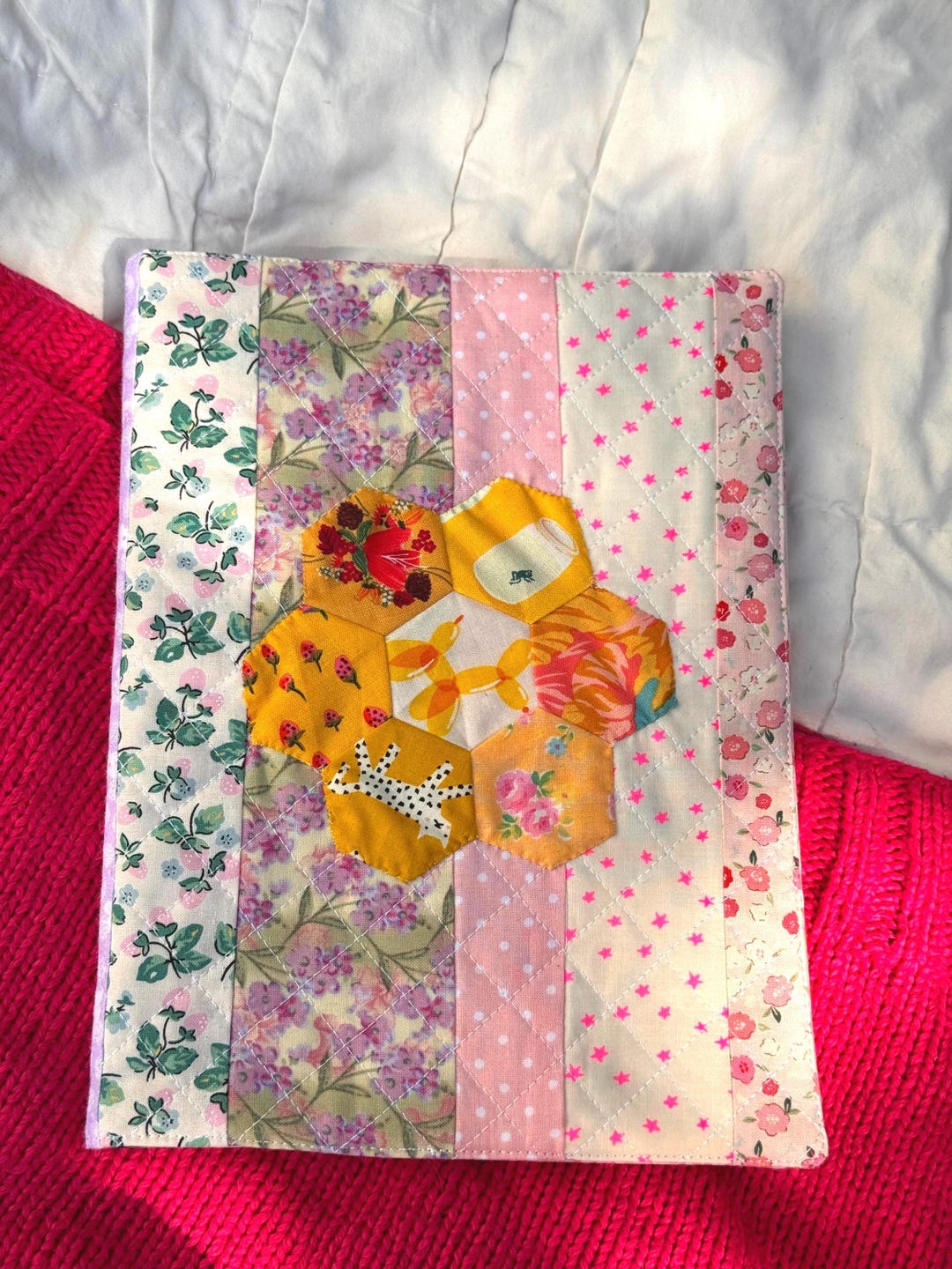 Handmade Quilted Patchwork Fabric Journal Cover - Composition Notebook ...