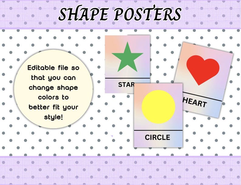 Pink and Purple Shape Posters Classroom Decor - Etsy