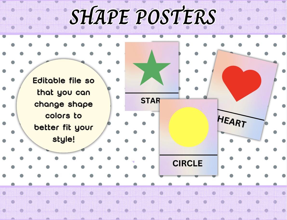 Pink and Purple Shape Posters Classroom Decor - Etsy