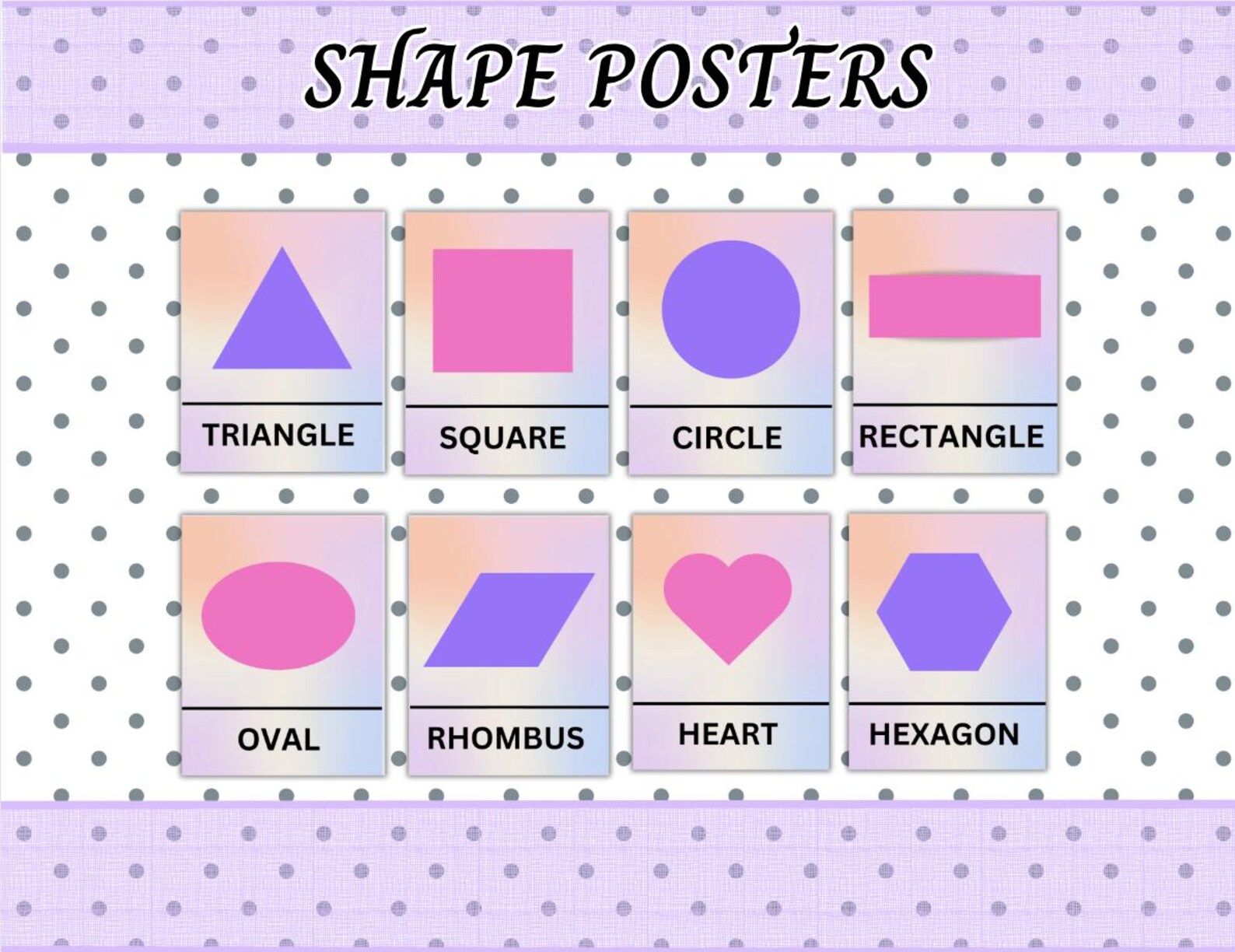 Pink and Purple Shape Posters Classroom Decor - Etsy