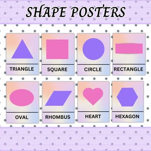Pink and Purple Shape Posters Classroom Decor - Etsy