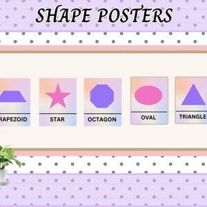 Pink and Purple Shape Posters Classroom Decor - Etsy