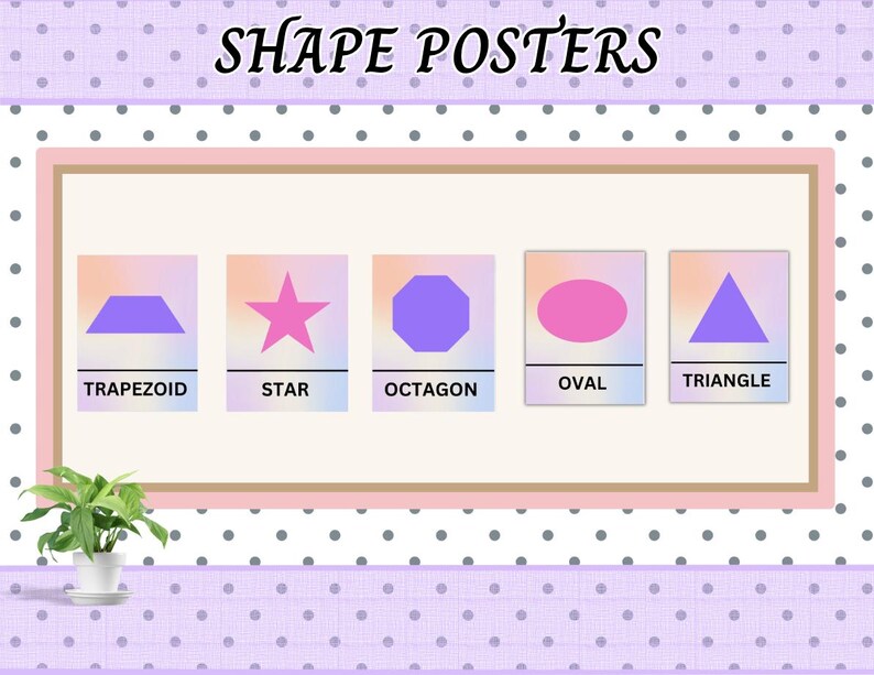 Pink and Purple Shape Posters Classroom Decor - Etsy