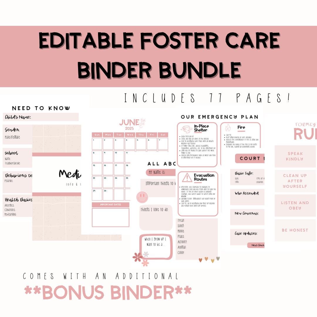 EDITABLE Foster Care Binder Bundle - Etsy