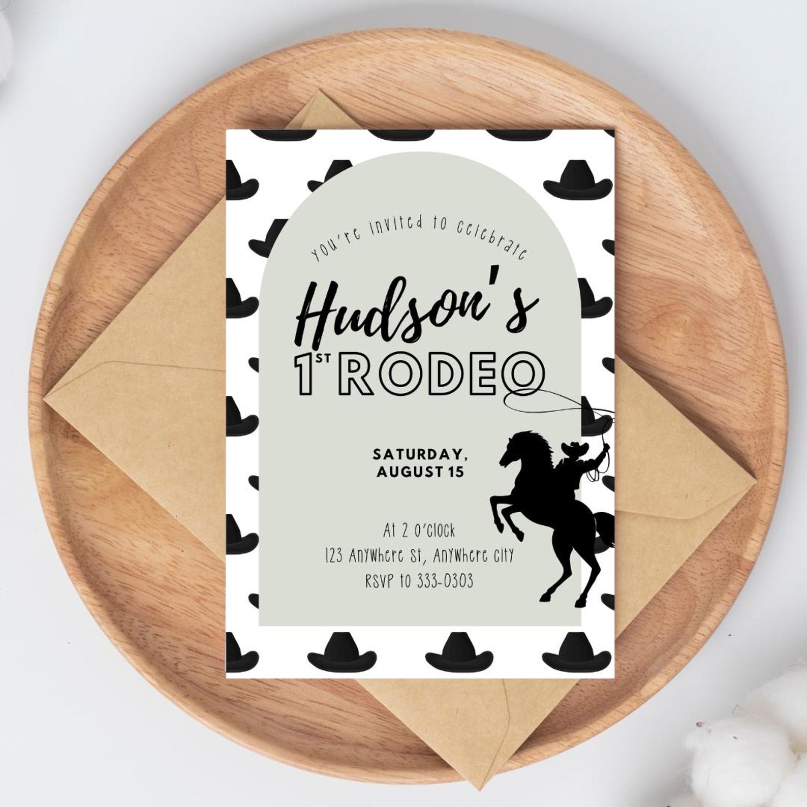 EDITABLE First Rodeo Birthday Invitation, ANY AGE Cowboy Birthday ...