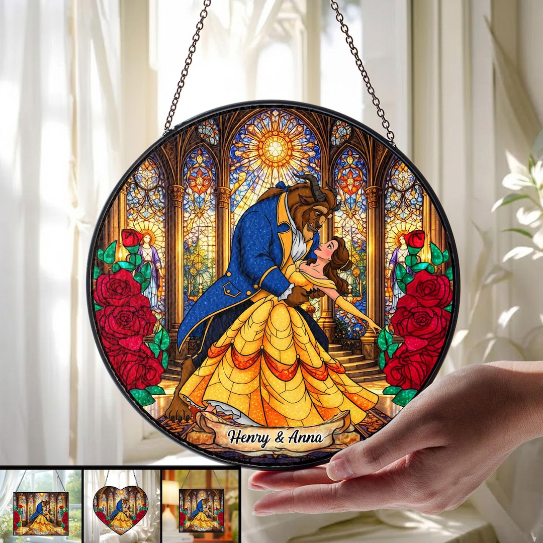 Personalized Disney Suncatcher, Custom Name Beauty and the Beast Window ...