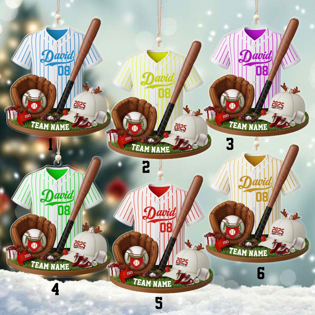Custom Name Baseball Ornament, Baseball Team Keepsake, Baseball Player ...