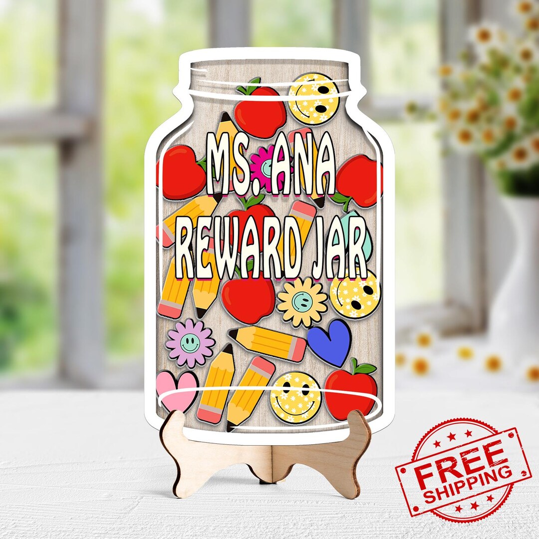 Custom Reward Jar for Classroom, Apples and Pencils Reward Jar for ...